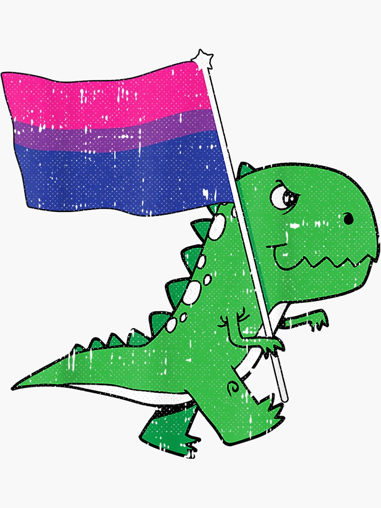 "T-rex Bi-sexual Pride Flag Funny Dino-saur LGBTQ Proud Ally" Sticker ...
