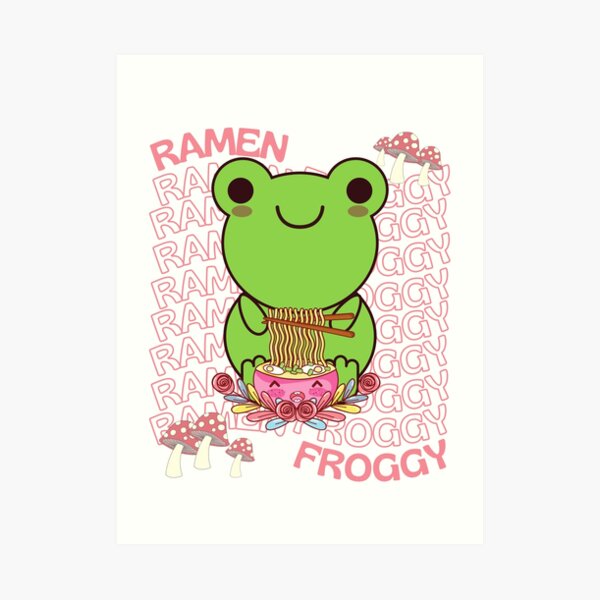 "Cute and Kawaii Frog Eating Ramen Noodles Bowl. Adorable Cartoon Frogs ...