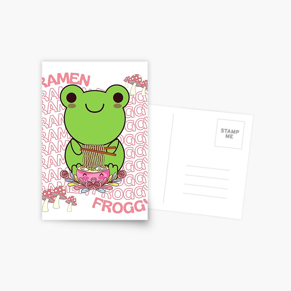 "Cute and Kawaii Frog Eating Ramen Noodles Bowl. Adorable Cartoon Frogs ...