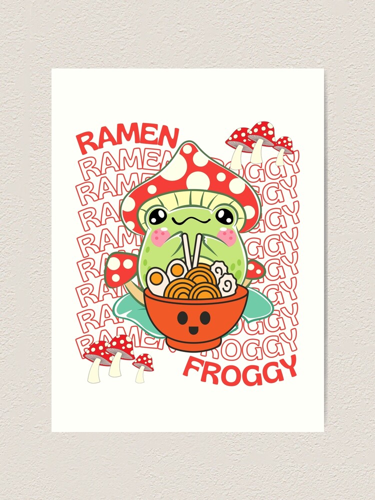 Lámina artística «Rana Kawaii Ramen. Hongos Kawaii para poner una ...