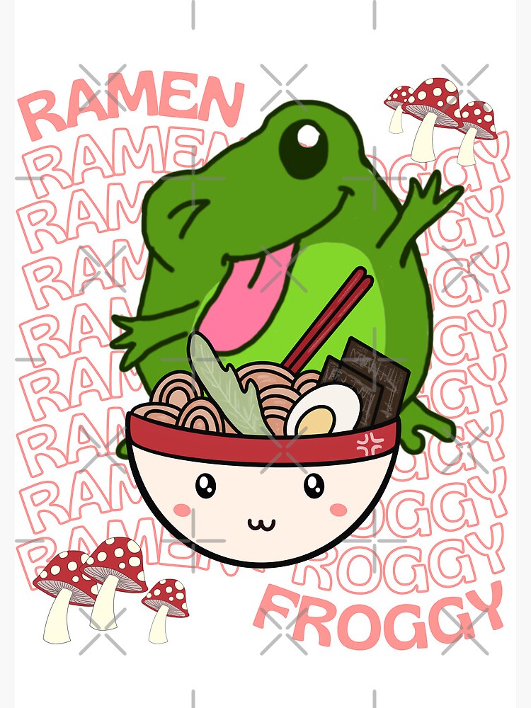 "Cute Cartoon Kawaii Frog eating Ramen Bowl | adorable Ramen noodles ...