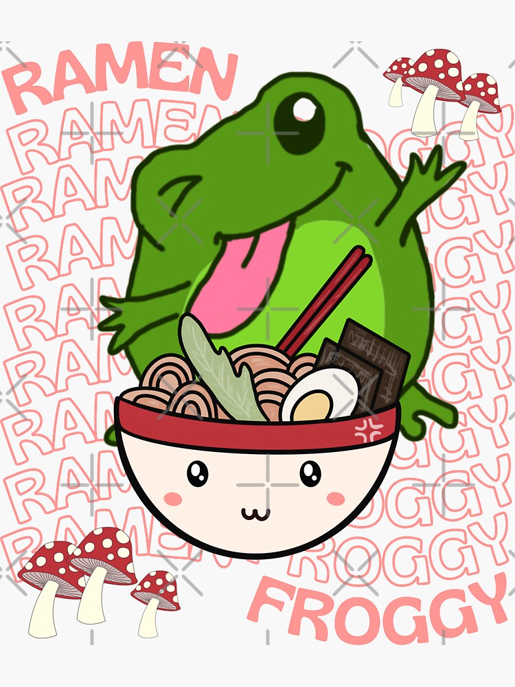 "Cute Cartoon Kawaii Frog eating Ramen Bowl | adorable Ramen noodles ...