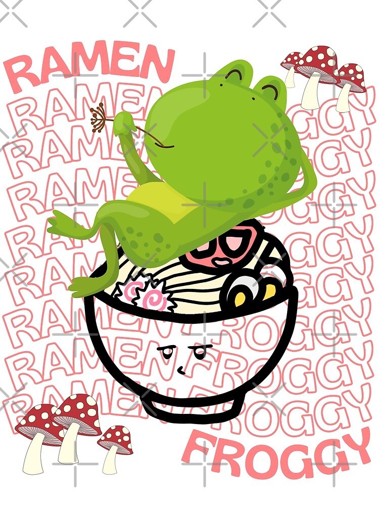 "Cute Cartoon Kawaii Frog eating Ramen Bowl | adorable Ramen noodles ...