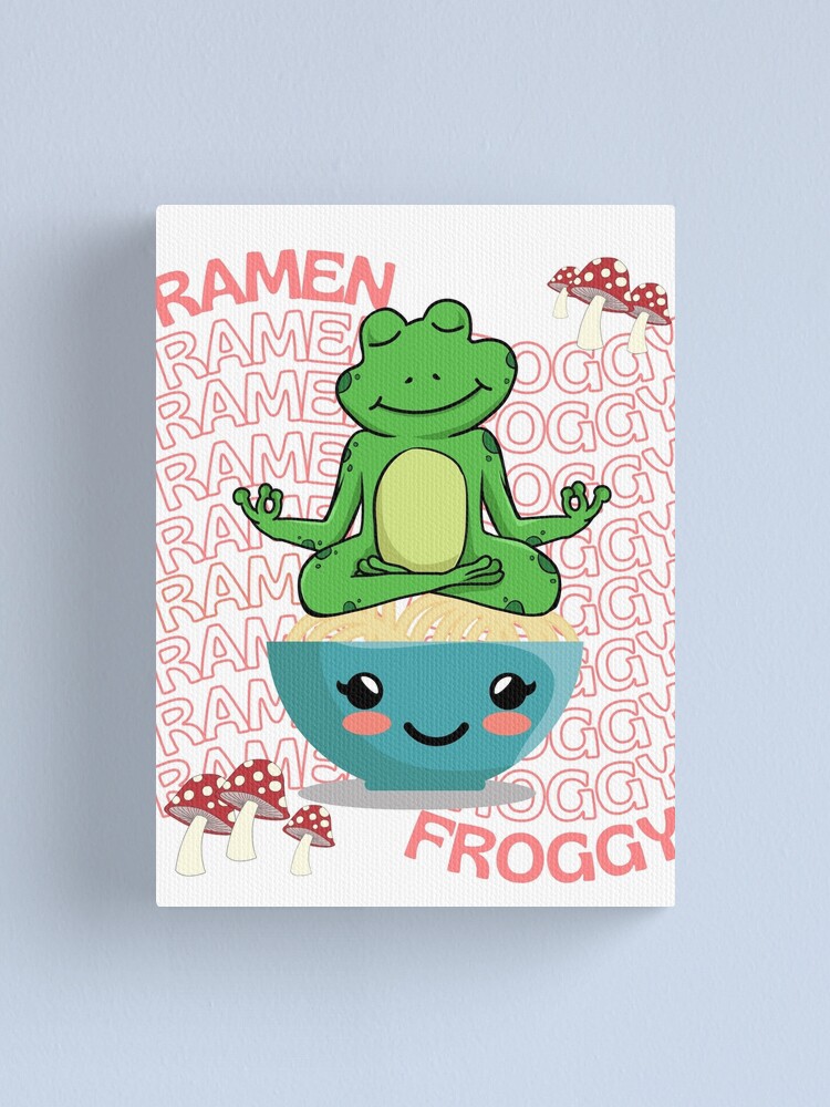 Lienzo «Rana linda de Kawaii de la historieta que come el tazón de ...