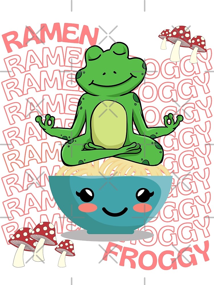 "Cute Cartoon Kawaii Frog eating Ramen Bowl | adorable Ramen noodles ...