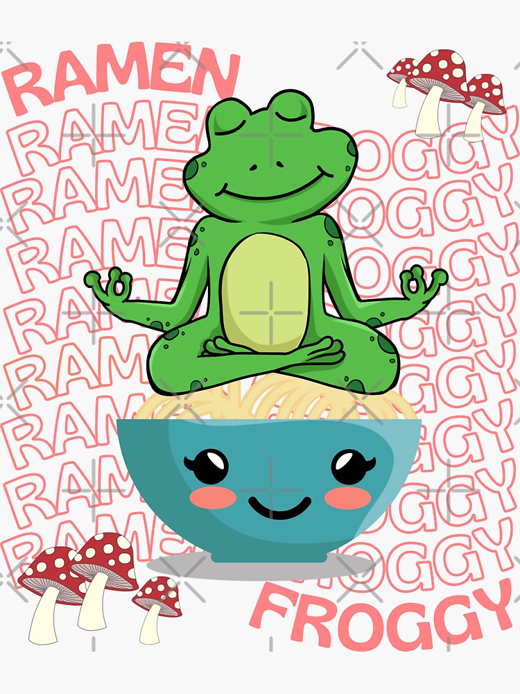"Cute Cartoon Kawaii Frog eating Ramen Bowl | adorable Ramen noodles animals | Japanese Kawaii ...