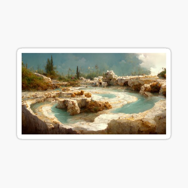 "Limestone Hot Springs Digital Painting" Sticker for Sale by ...