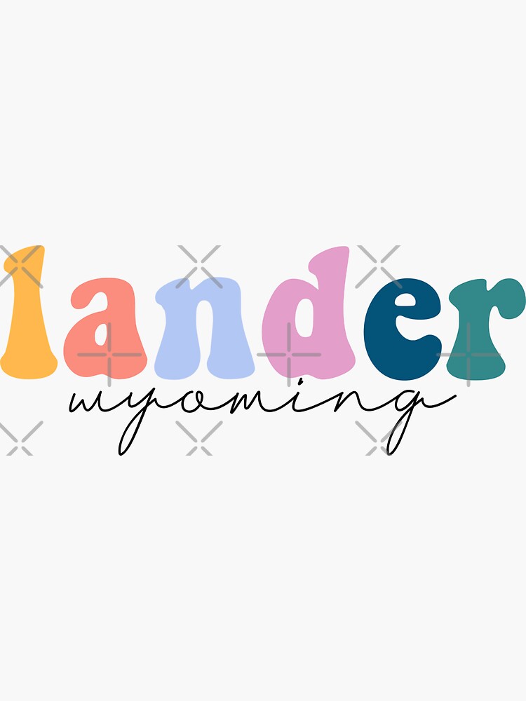 "Lander Wyoming Groovy Rainbow Pastel Lettering" Sticker for Sale by ...