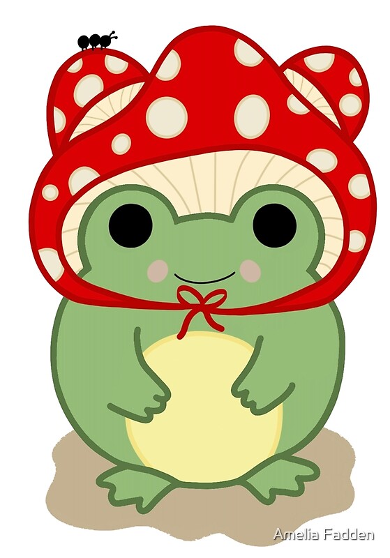 "Frog with Mushroom Hat" by Amelia Fadden | Redbubble