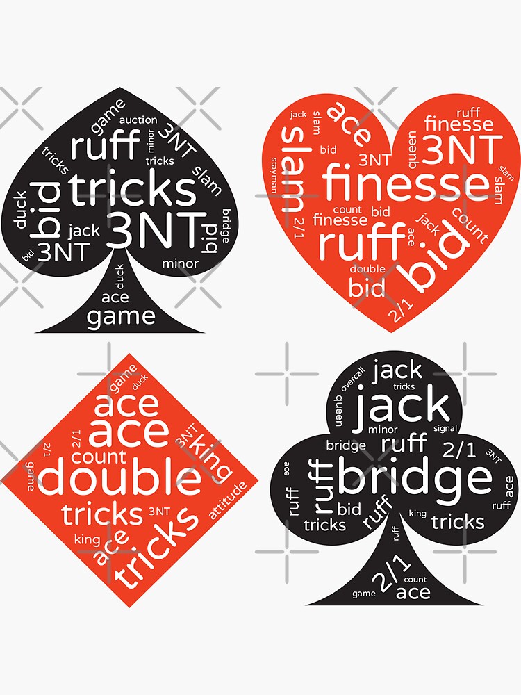 "Contract Bridge Player Bidding Duplicate Card Game Funny" Sticker for ...