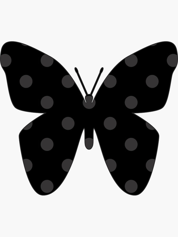 "Cute Black Grey on Black Polka Dot Butterfly" Sticker for Sale by ...