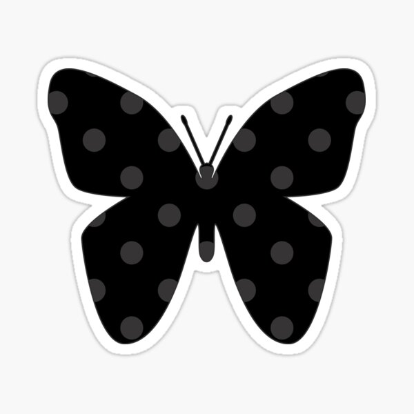 "Cute Black Grey on Black Polka Dot Butterfly" Sticker for Sale by ...