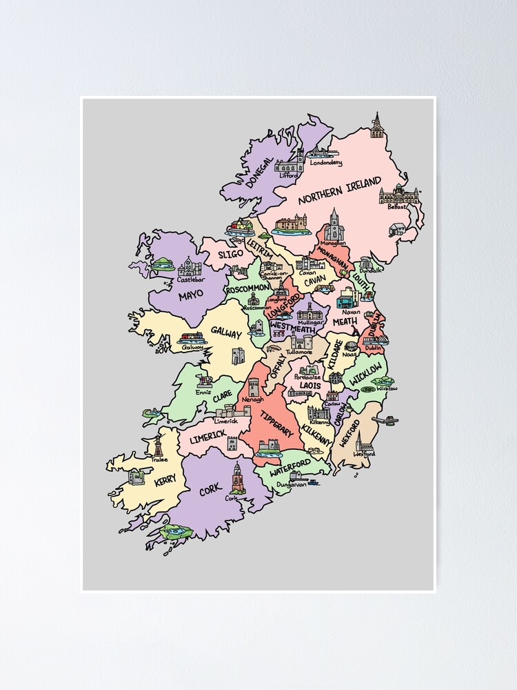 "Colorful Map of Ireland" Poster for Sale by Sheridan T | Redbubble