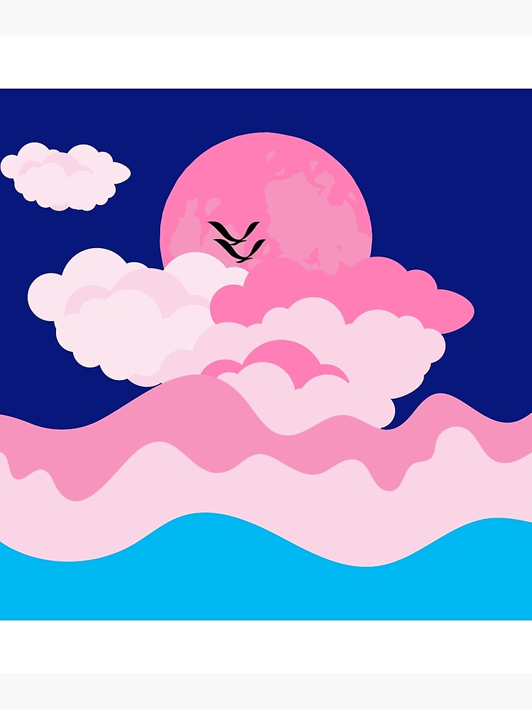 "Pink moon over water" Poster for Sale by ALS-KB | Redbubble