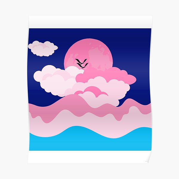 "Pink moon over water" Poster for Sale by ALS-KB | Redbubble