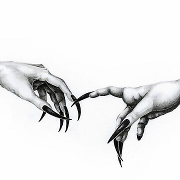 "Creation of Goth - black and white painting, gothic creation of adam ...