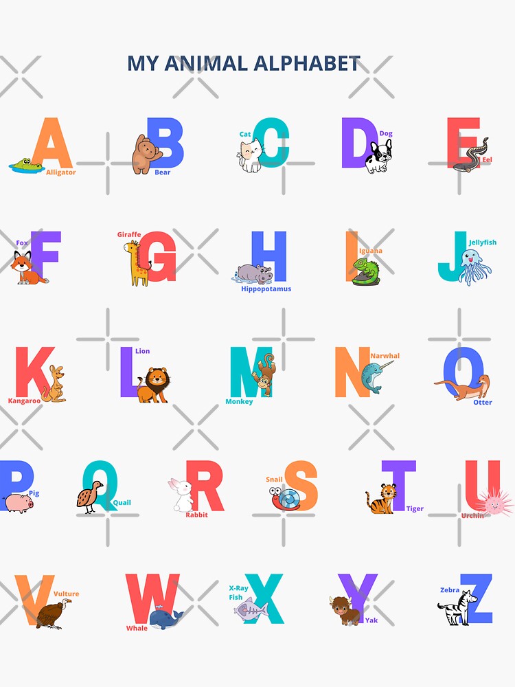 "My A to Z Animal Alphabet " Sticker for Sale by CherieTree | Redbubble