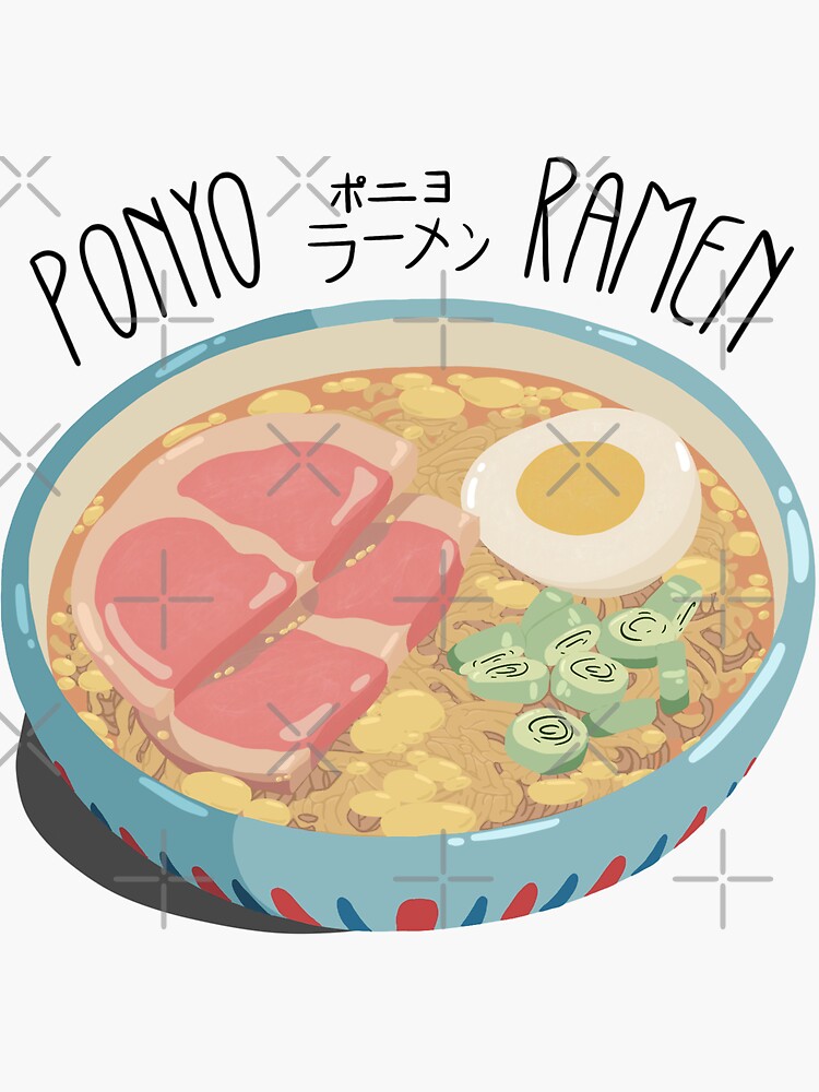 "Ponyo Ramen " Sticker for Sale by toadstool-arts | Redbubble