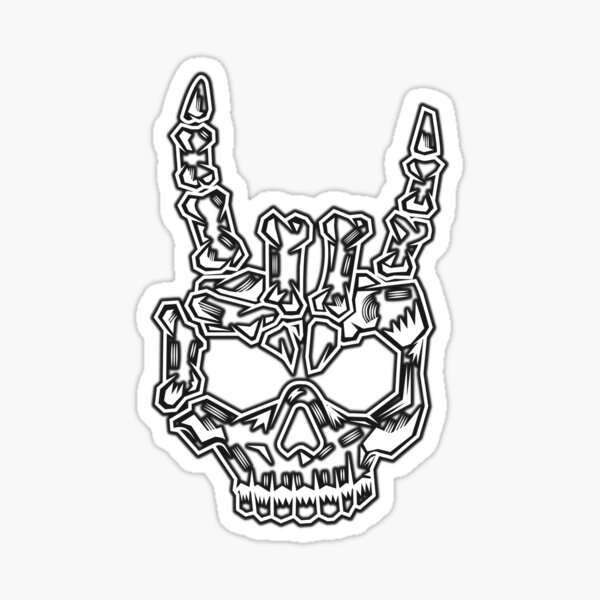"Rock On Skull Symbol" Sticker for Sale by Rockopolys | Redbubble