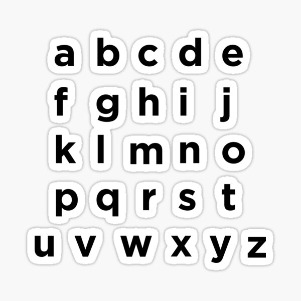 "Alphabet Lower Case" Sticker for Sale by ZanderZander | Redbubble