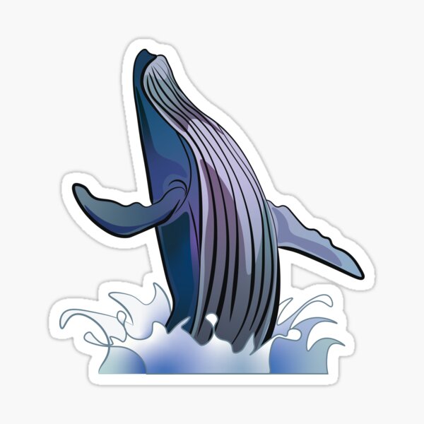 "Minimalist Humpback Whale Breaching" Sticker for Sale by InkLayer ...