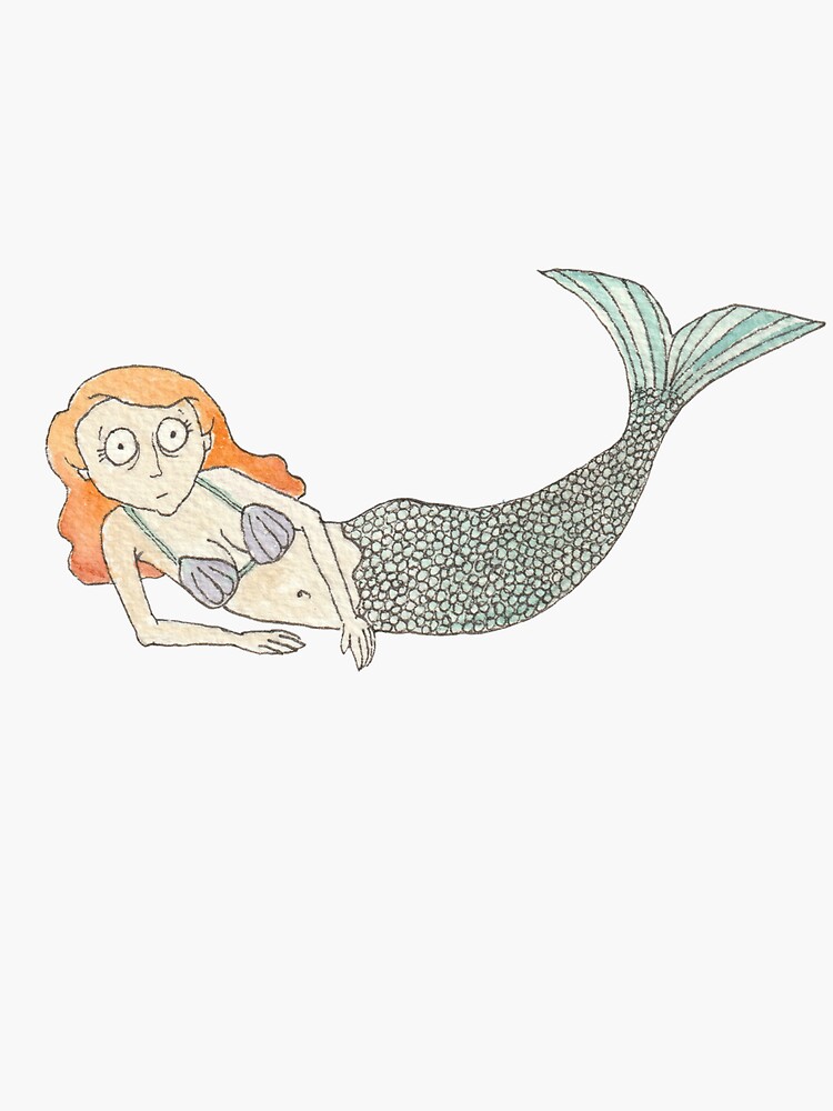 "Lying Down Mermaid - Original Illustration by CreativeKGA" Sticker for ...