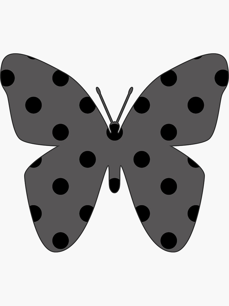 "Black on Dark Grey Polka Dot Butterfly" Sticker for Sale by ...