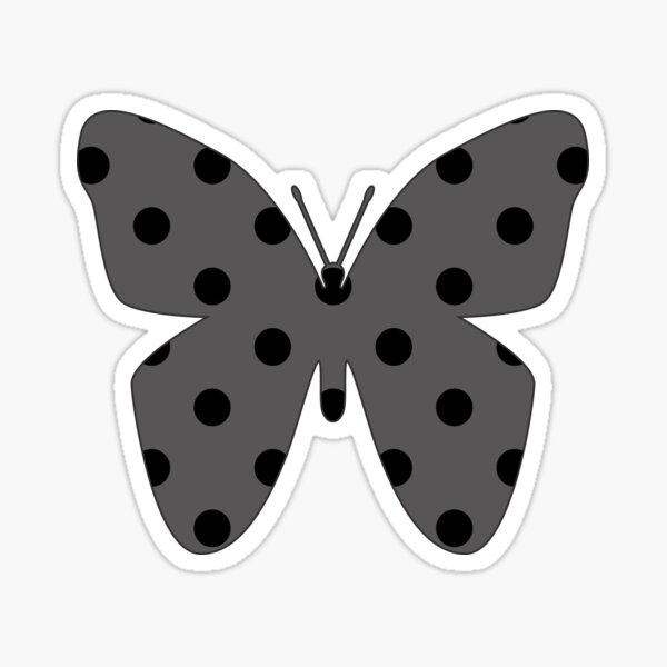 "Black on Dark Grey Polka Dot Butterfly" Sticker for Sale by ...