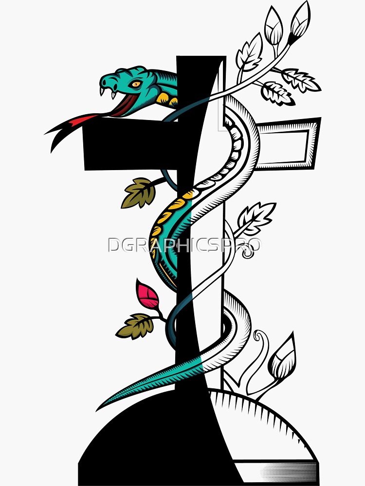 "Snake on the cross" Sticker for Sale by DGRAPHICSPRO | Redbubble