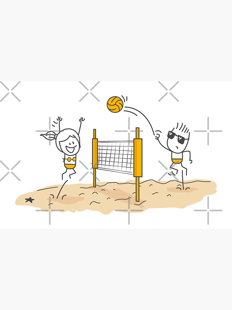 "Stick figures. Boy and girl playing beach volleyball. " Sticker for ...
