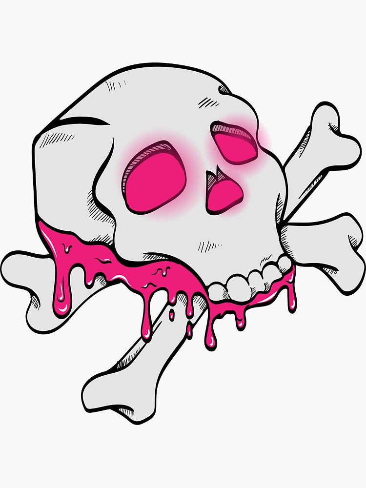 "Pink Toxic Skull with Dripping Acid" Sticker for Sale by MaxYenin ...