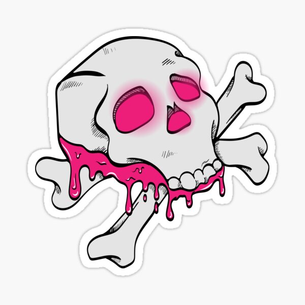 "Pink Toxic Skull with Dripping Acid" Sticker for Sale by MaxYenin ...