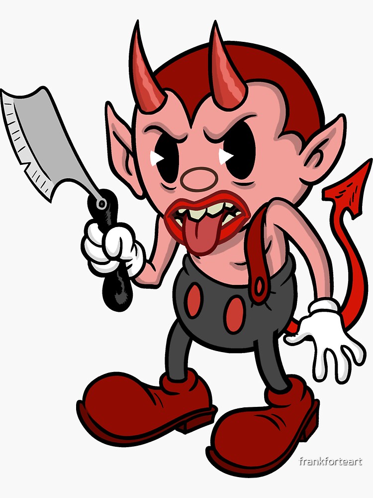 "Devil with a Razor Vintage Rubber Hose Cartoony Graphic" Sticker for ...