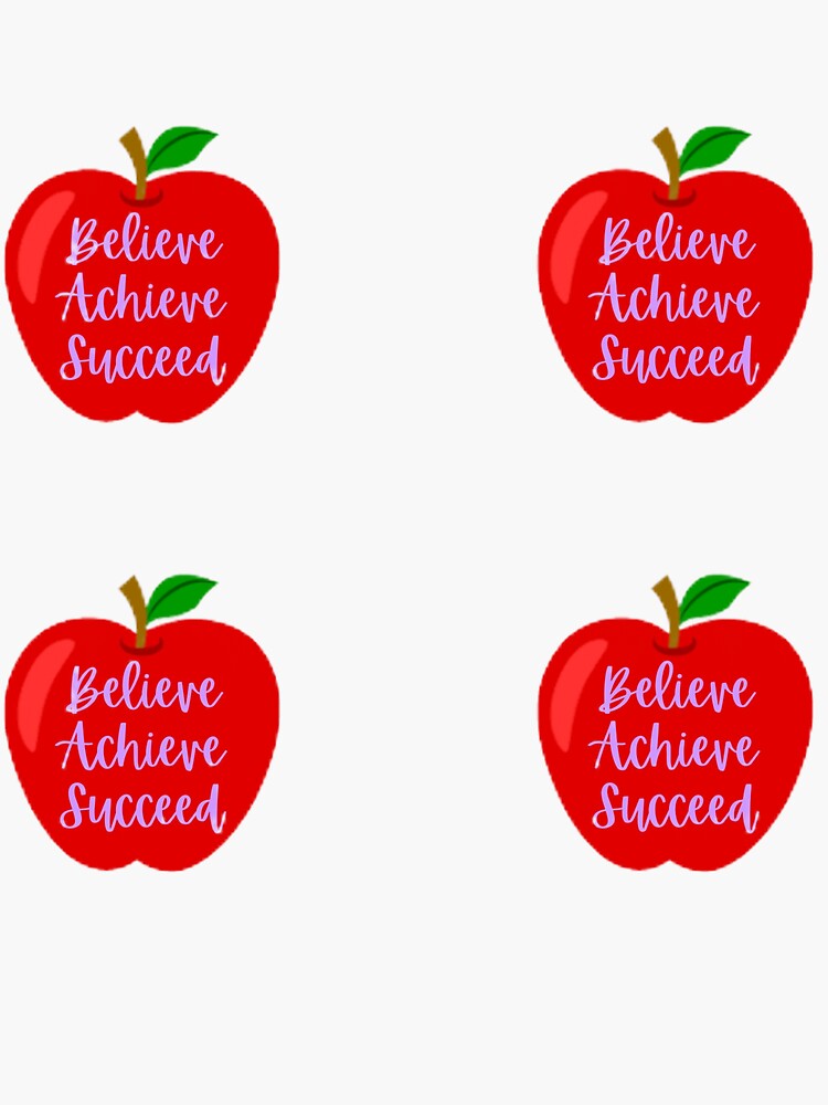 "Believe Achieve Succeed The Best Teacher Apple Purple Design" Sticker ...
