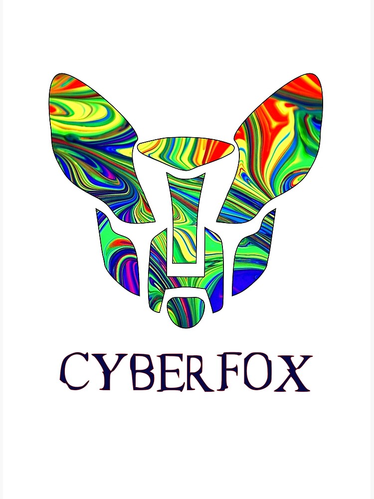 "CyberFox - der Cyberfuchs in psychedelischen Farben mit erhobenen ...