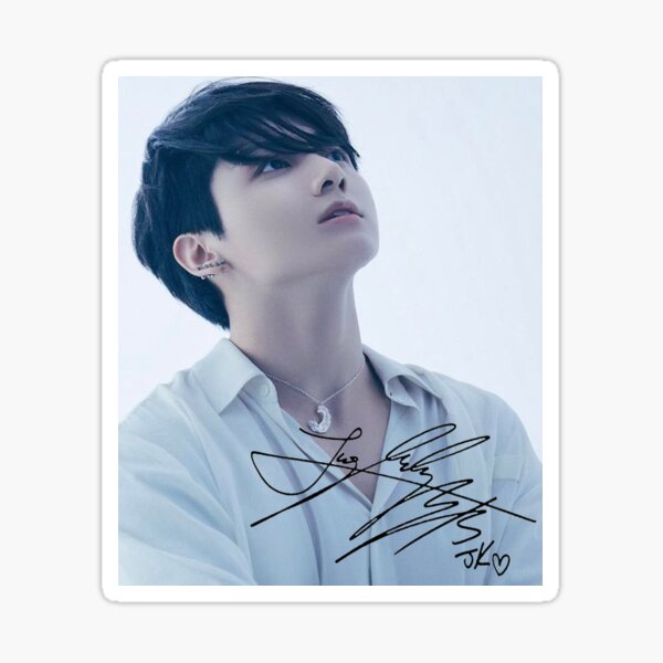 "BTS Jungkook Signed Photo " Sticker for Sale by margueritta | Redbubble
