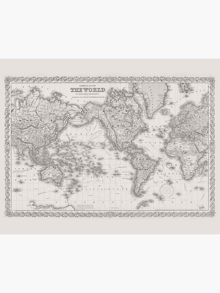 "Colton’s Map of the World 1855 Neutral" Sticker for Sale by ...