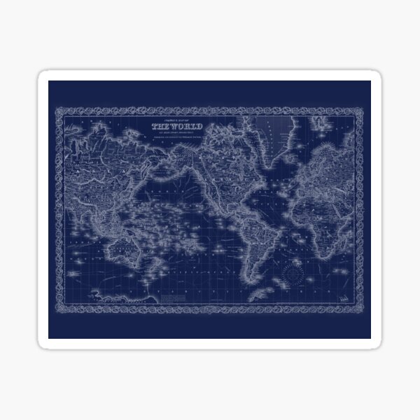 "Colton’s Map of the World 1855 Blue" Sticker for Sale by ...