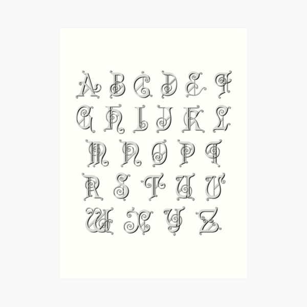 "vintage letters alphabet mini pack. floral black and white initial ...