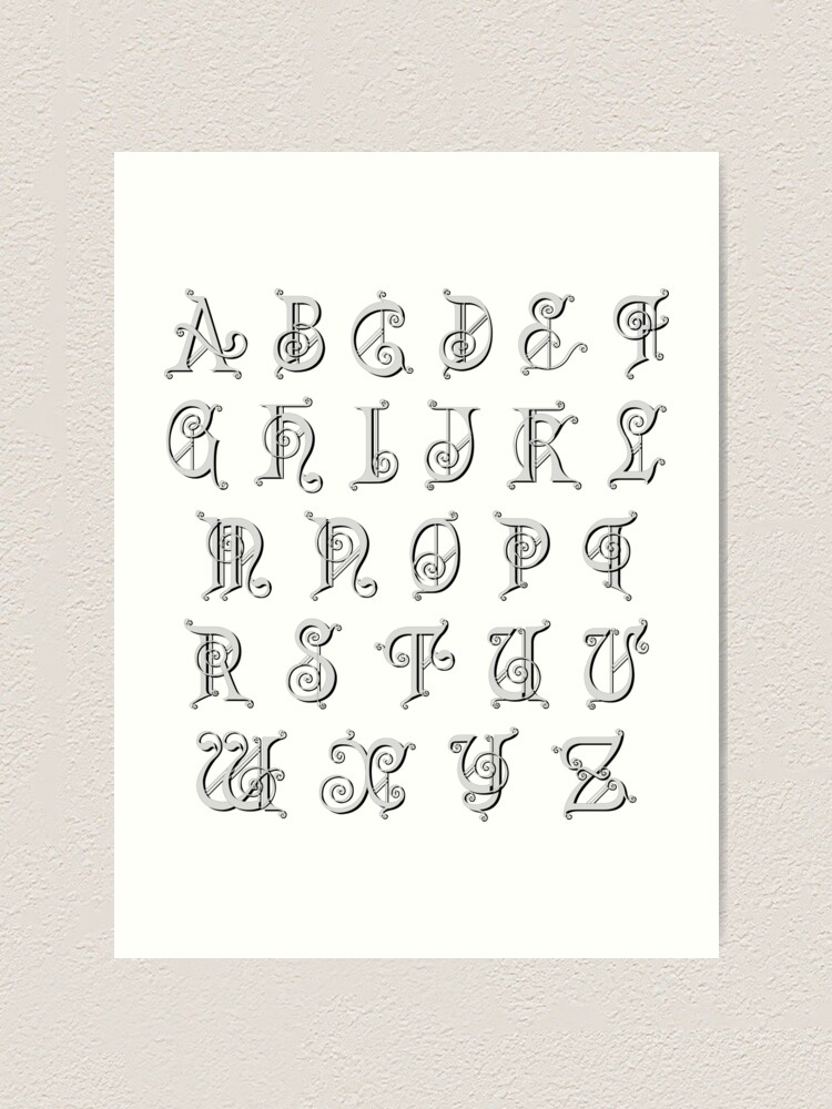 "vintage letters alphabet mini pack. floral black and white initial ...