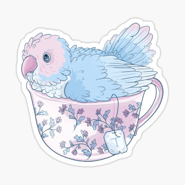 "T Cup Parrot - Subtle trans pride" Sticker for Sale by foxandtiger ...