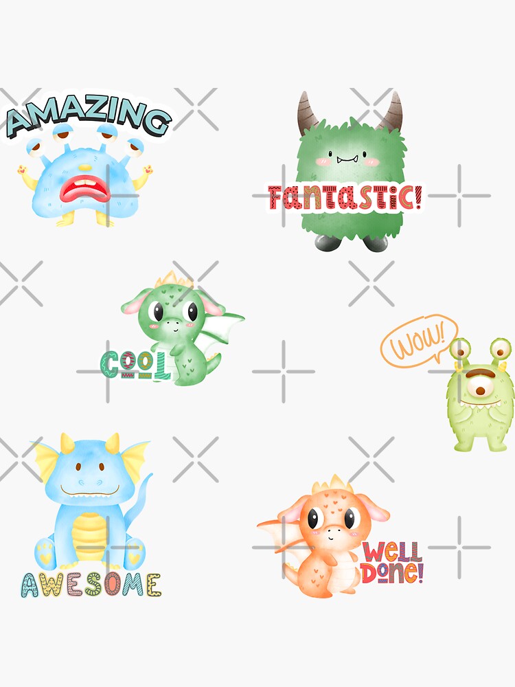 "Positive Reinforcement Monsters" Sticker for Sale by Unlocked-Art ...