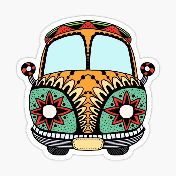 "HIPPY VINTAGE CAR | PSYCHEDELICS | RETRO" Sticker for Sale by Carolp05 ...
