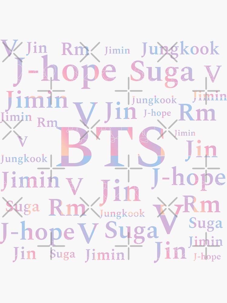 "bTs - Wordart" Sticker for Sale by Fangirlismee | Redbubble