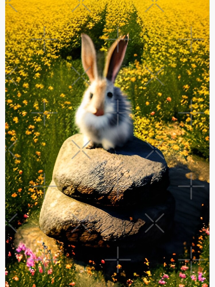"Cute bunny on top of rocks." Poster for Sale by Art-Vibrations | Redbubble