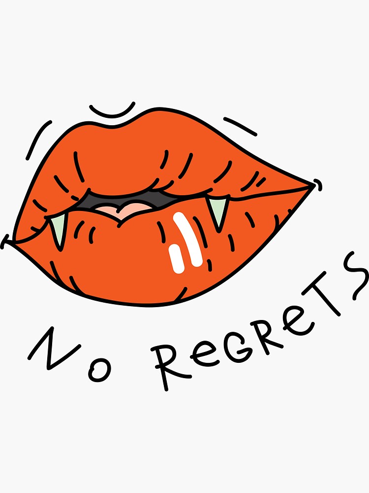 "No Regrets Halloween Vampire Teeth/Lip" Sticker for Sale by ...
