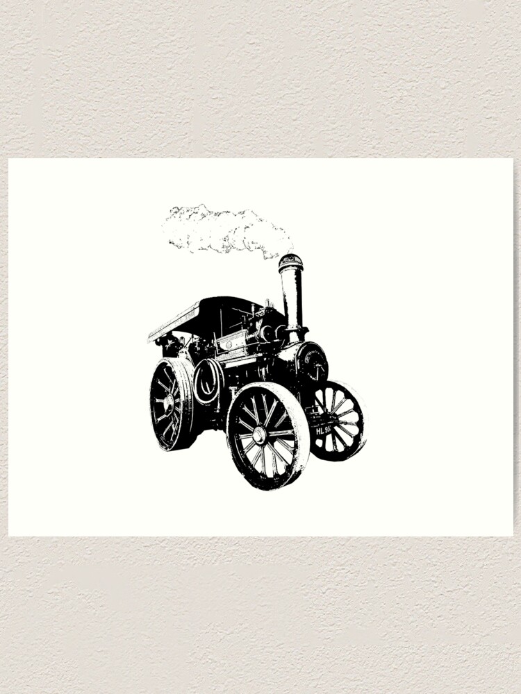 "Steam engine/Traction engine Black and White" Art Print for Sale by ...