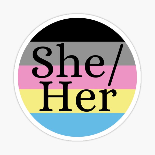 "She Her Polygender Pronoun Gender Identity Pin" Sticker for Sale by ...