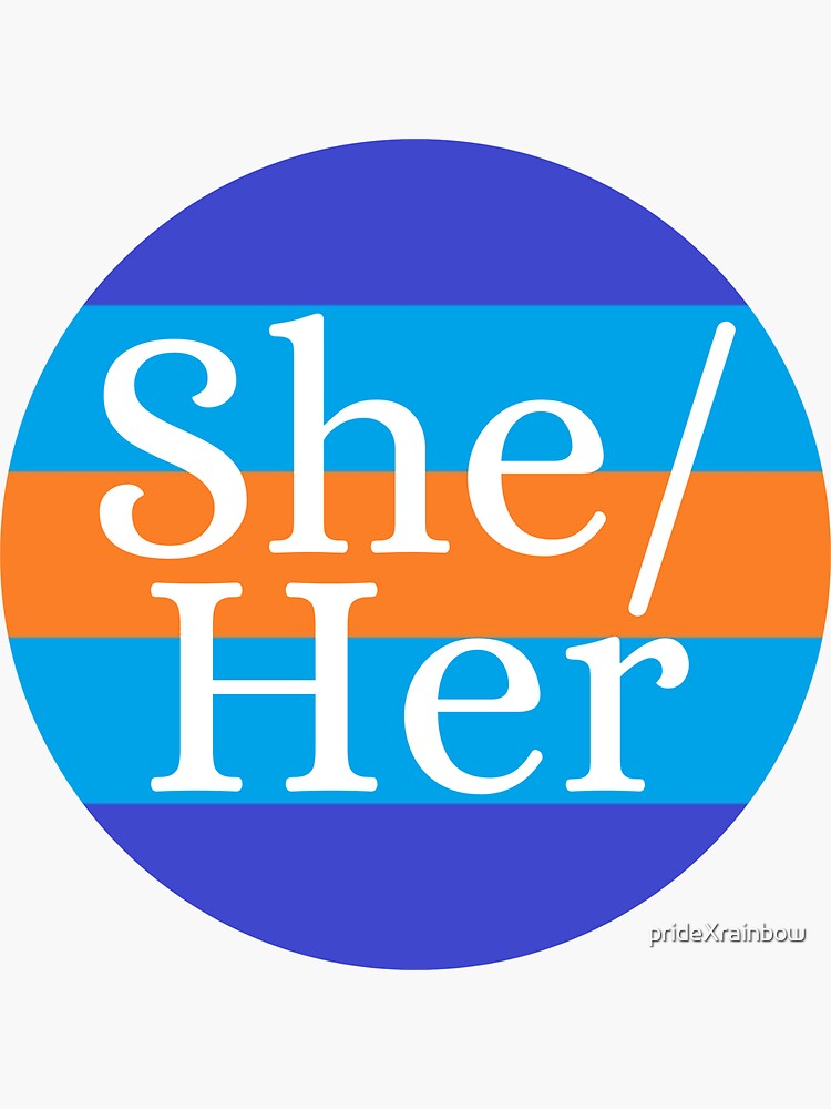 "She Her Multigender Pronoun Multi Gender Identity Pin" Sticker for ...