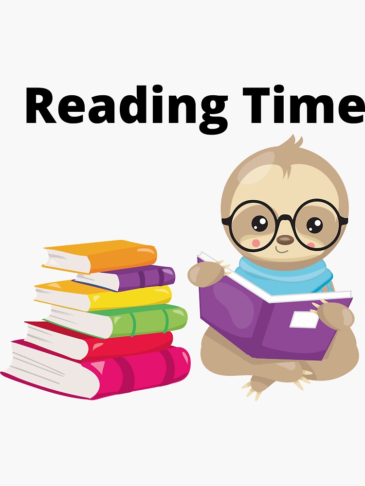 "reading time, school, cute sloths" Sticker for Sale by maidle95 | Redbubble
